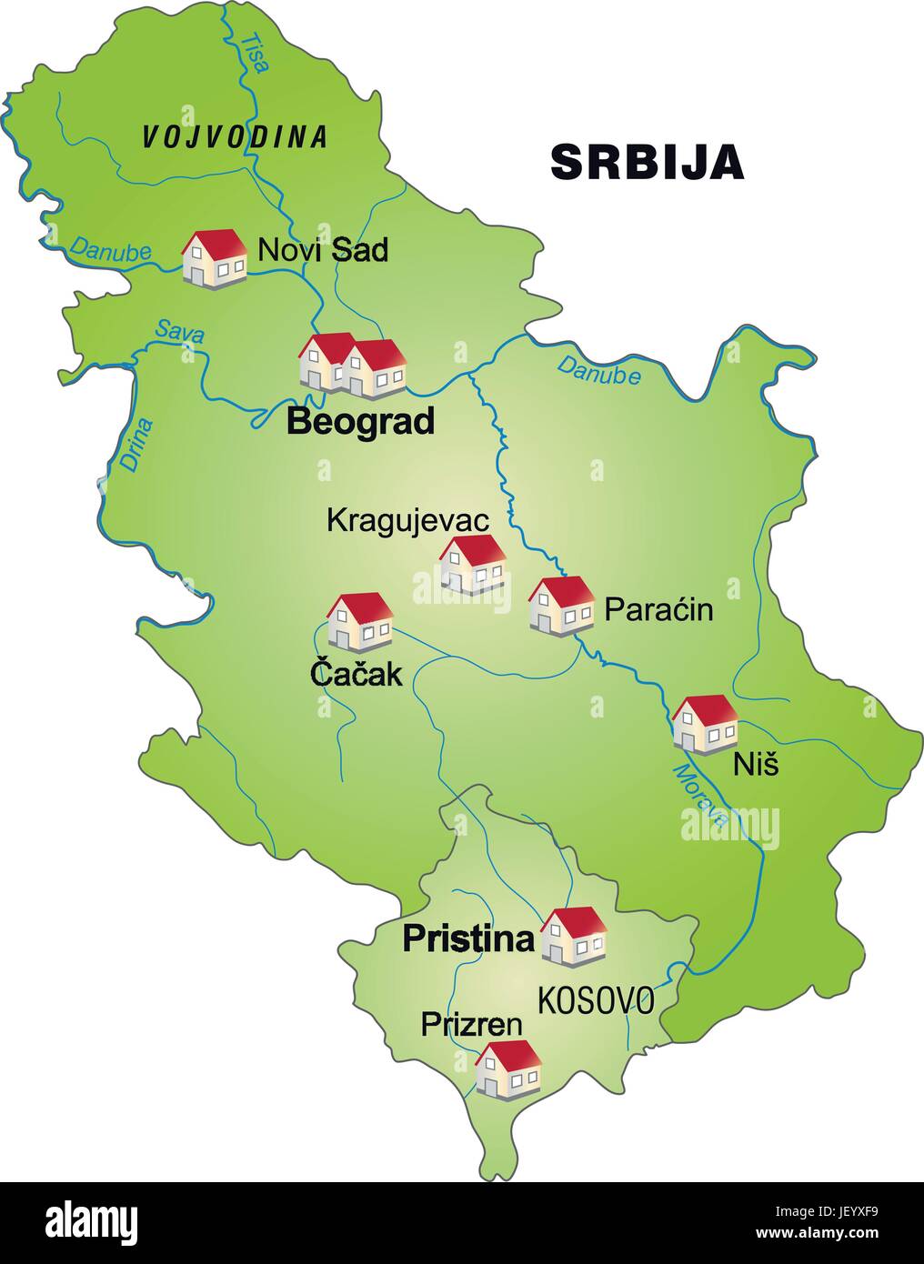 Karte, Gliederung, Grenzen, Atlas, Karte der Welt, Karte, Serbien ...