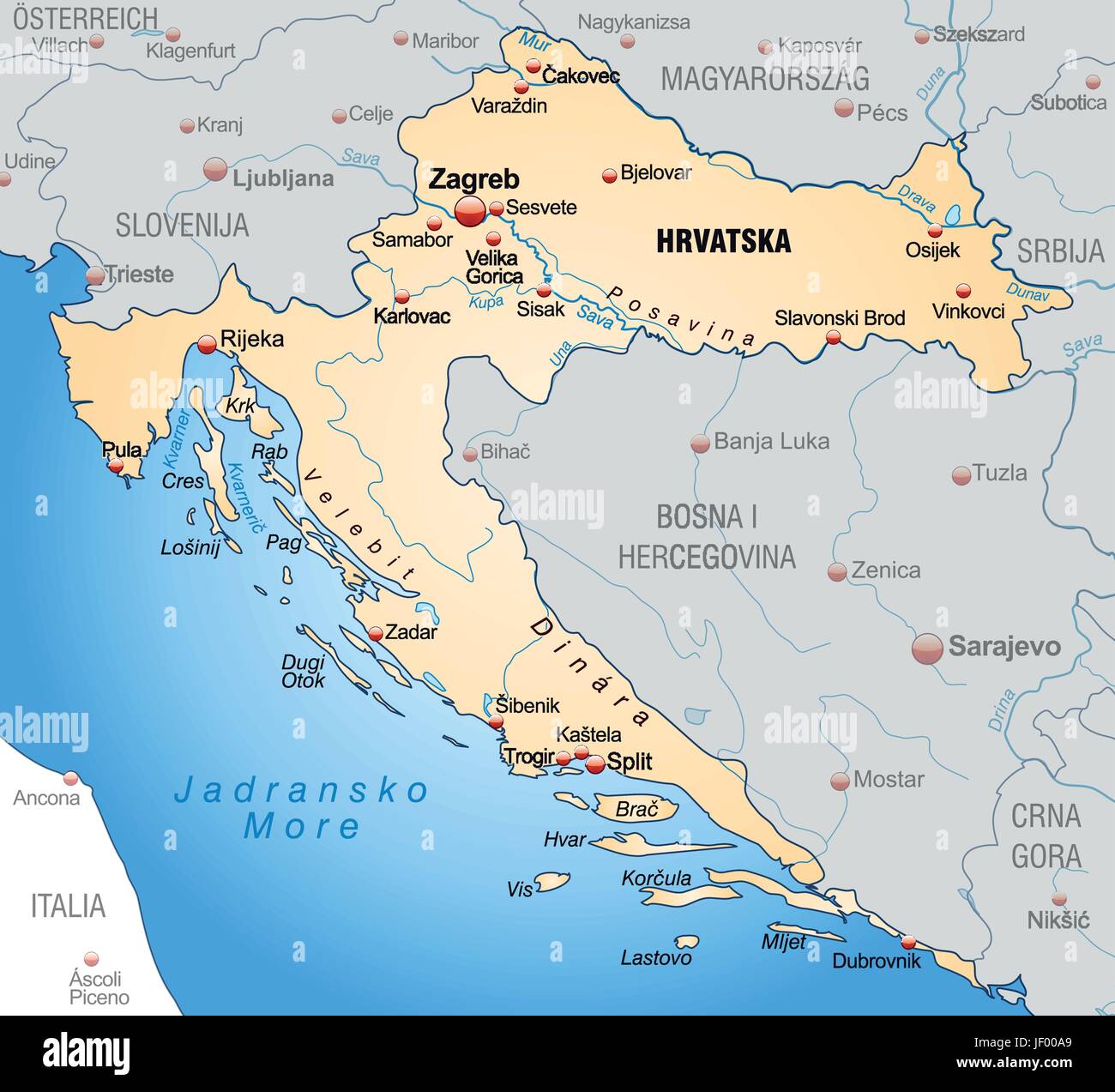 Kroatien karte -Fotos und -Bildmaterial in hoher Auflösung – Alamy