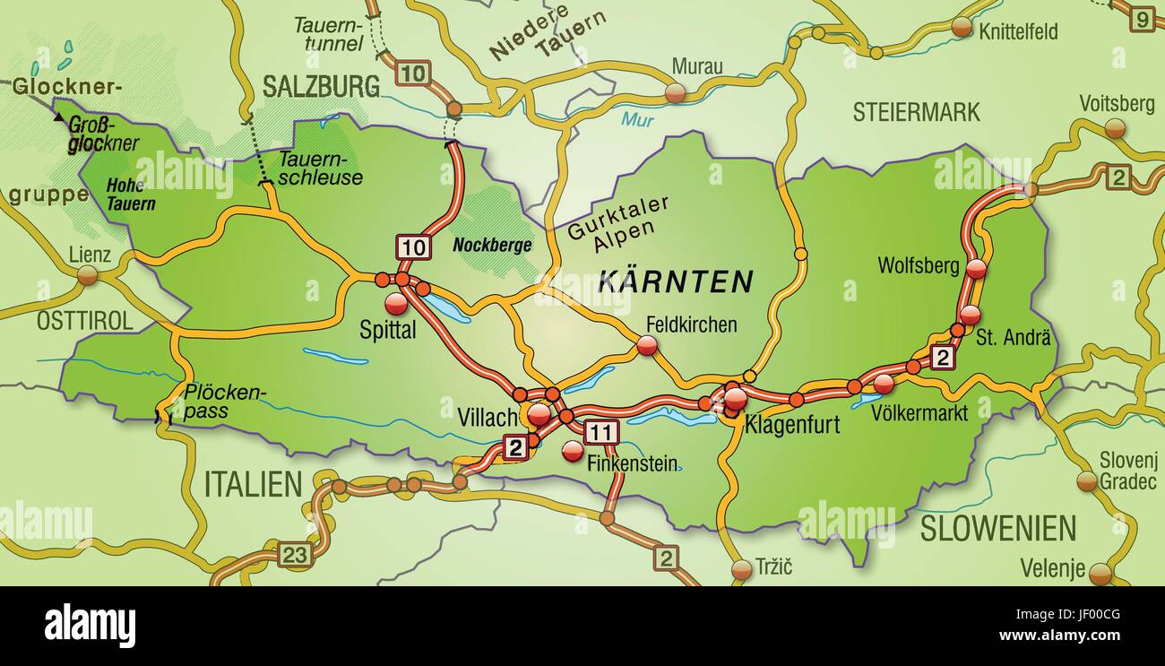 Karte von Kärnten mit Verkehrsnetz Stock-Vektorgrafik - Alamy Karte von Kärnten mit Verkehrsnetz Stock-Vektorgrafik - Alamy