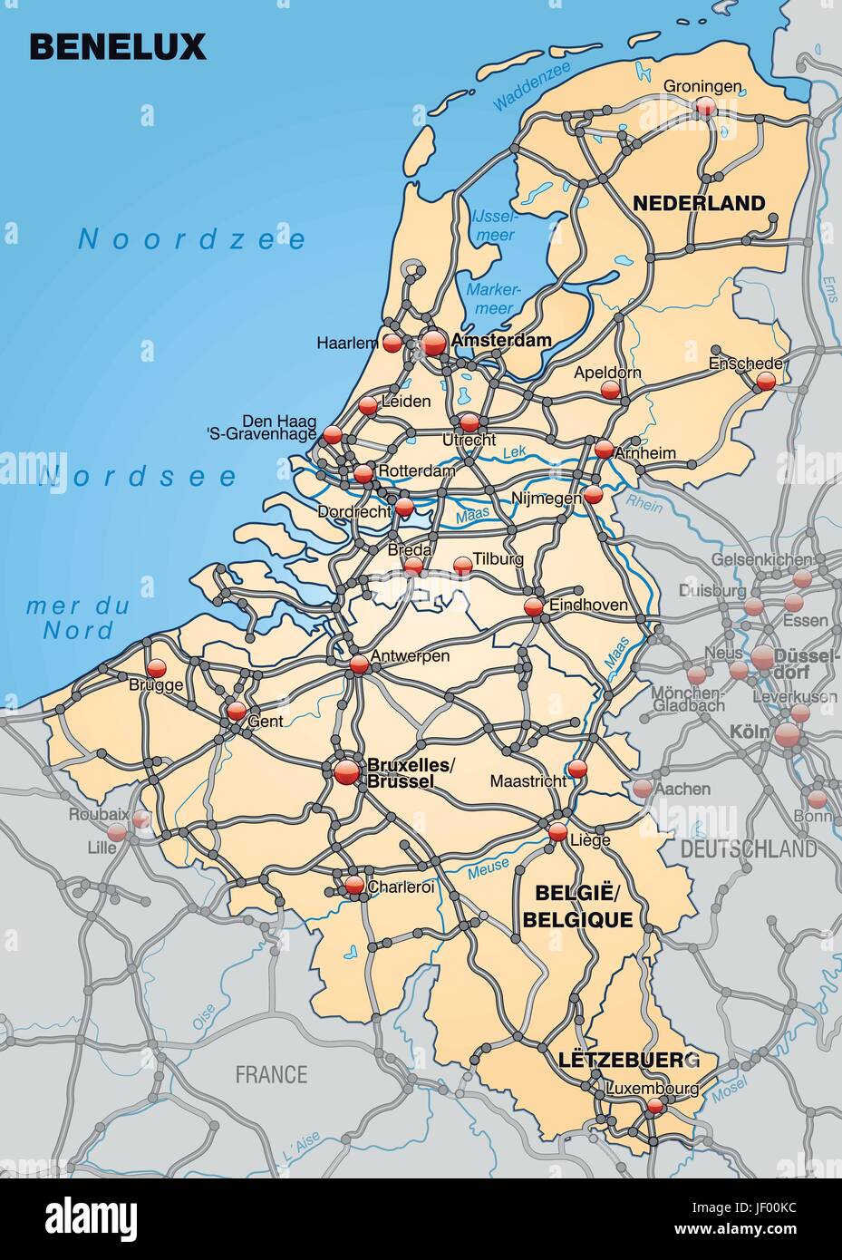 Benelux Karte Stockfotos und -bilder Kaufen - Alamy