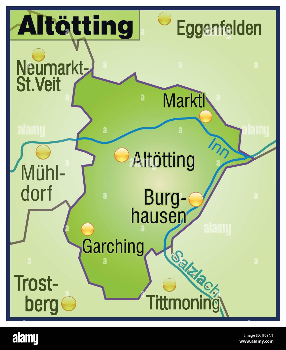 Karte von altoetting als Übersicht Karte in Grün Stock-Vektorgrafik - Alamy