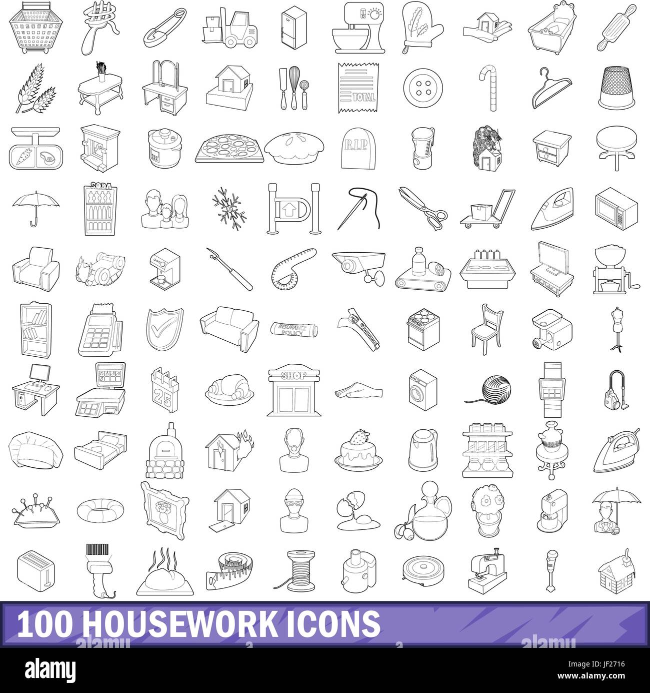 100 Hausarbeit Icons Set, Umriss-Stil Stock-Vektorgrafik - Alamy 100 Hausarbeit Icons Set, Umriss-Stil Stock-Vektorgrafik - Alamy