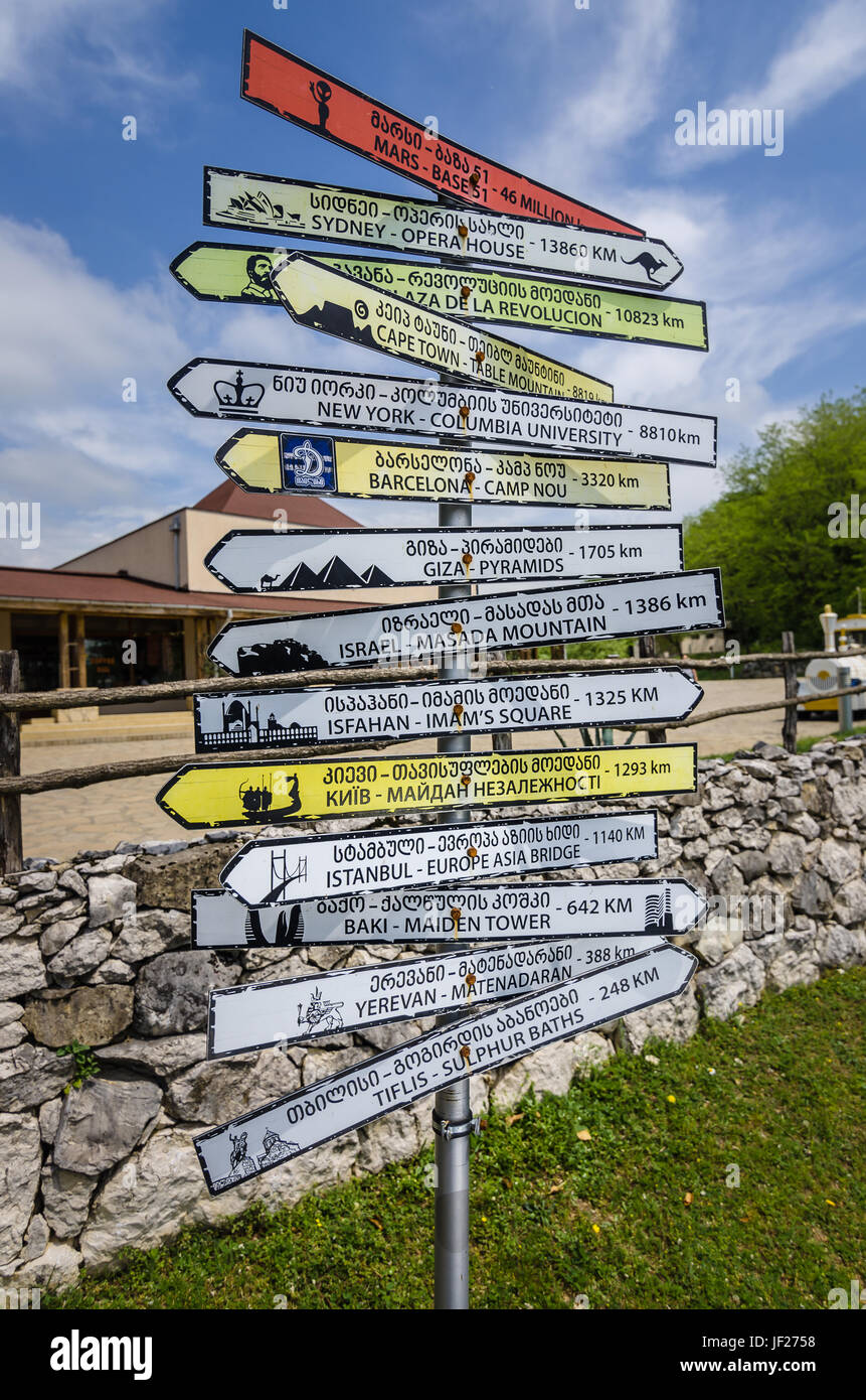 Schild auf vielen verschiedenen Städten auf der ganzen Welt zeigen ...