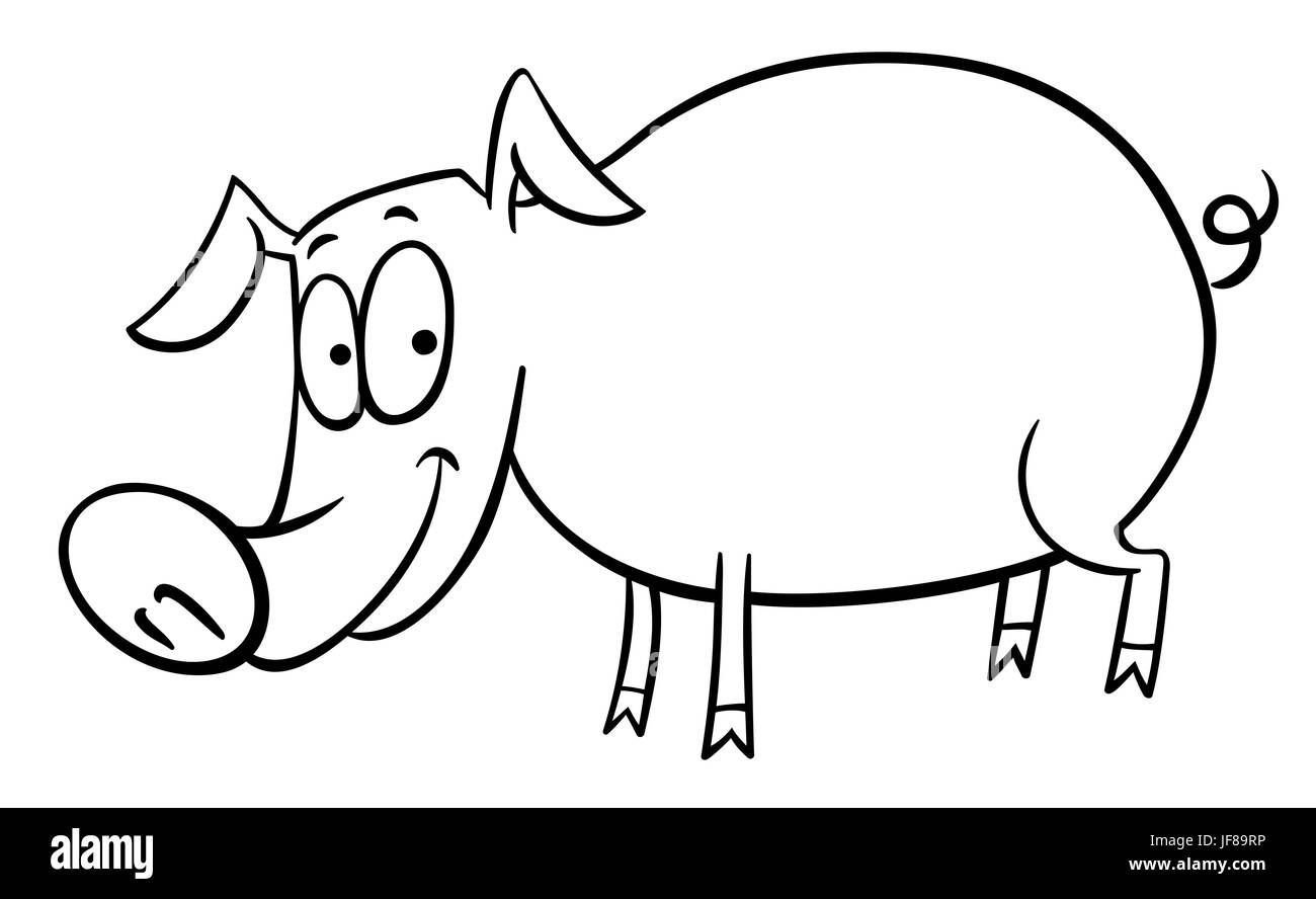 Black White Pig Cartoon Illustration Stockfotos & Black White Pig ...