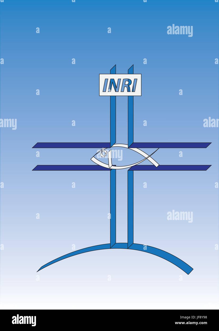 Kreuz, Fisch, Christus, Kalvarienberg, Piktogramm, Symbol, Piktogramm, Handel-Symbol Stock ...