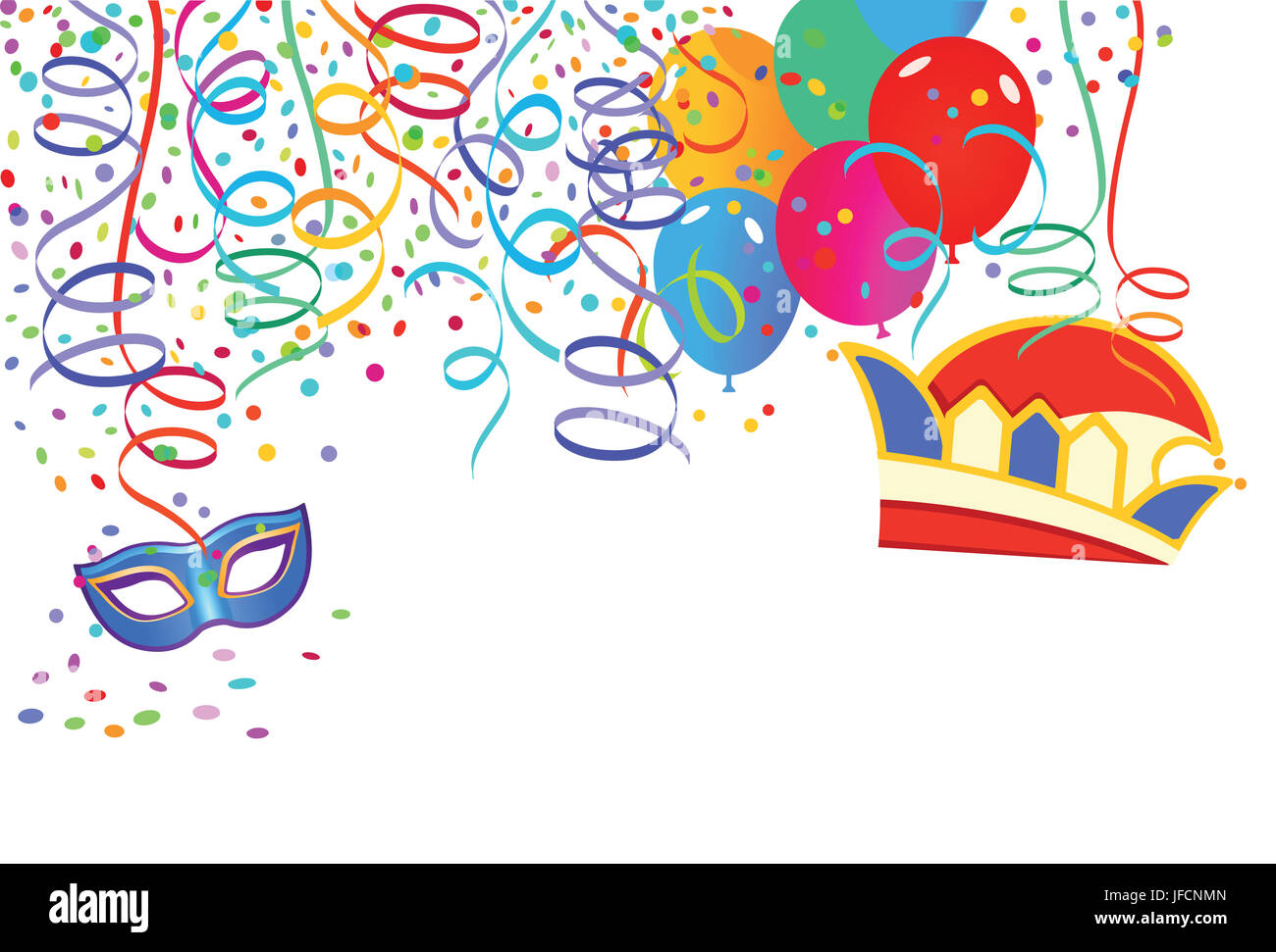 Karneval-Landschaft mit Luftballons und Luftschlangen Stockfotografie ...