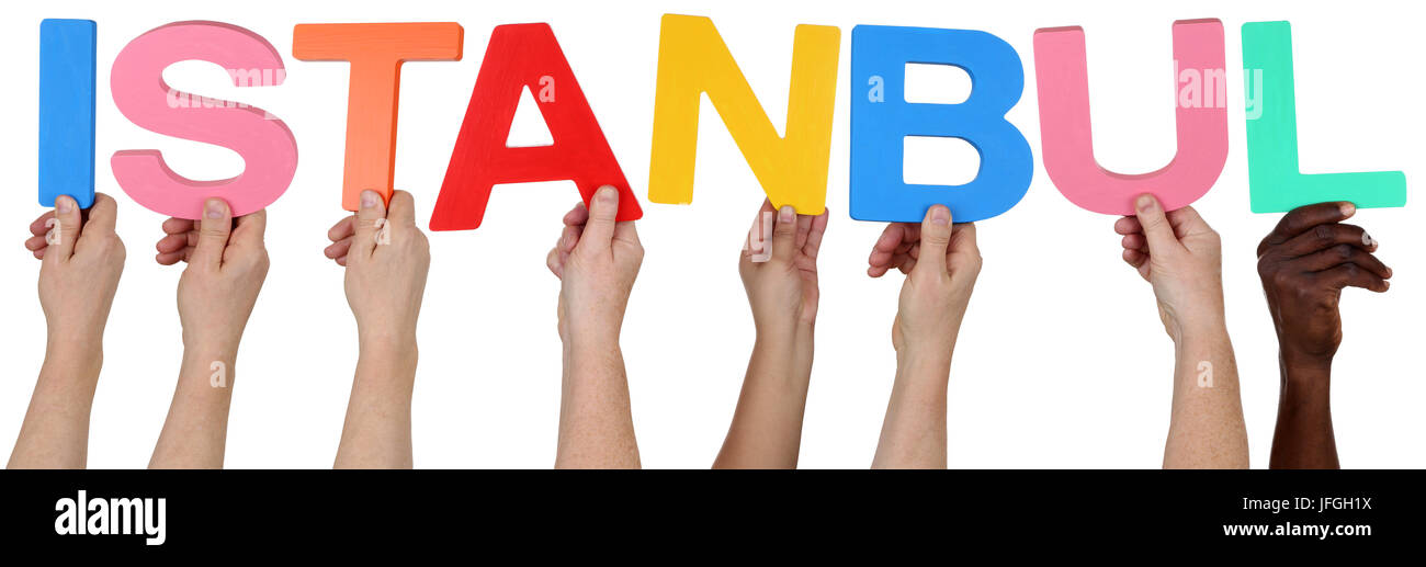 Multikulturell Menschen Gruppe halten das Johanniskraut Istanbul ...