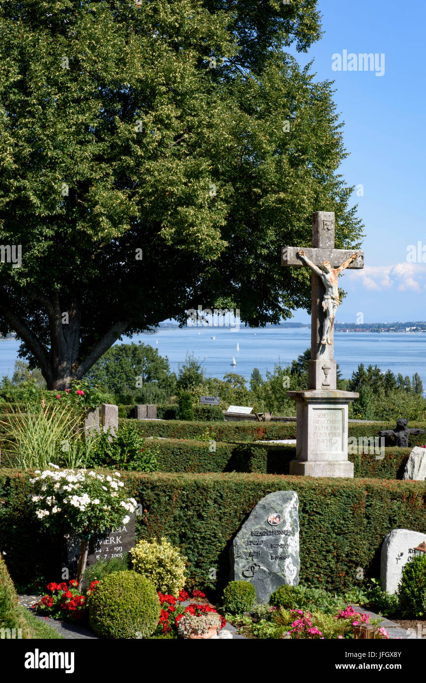 Horn, Friedhof auf die Hornspitze Höri Blick auf den Bodensee ...