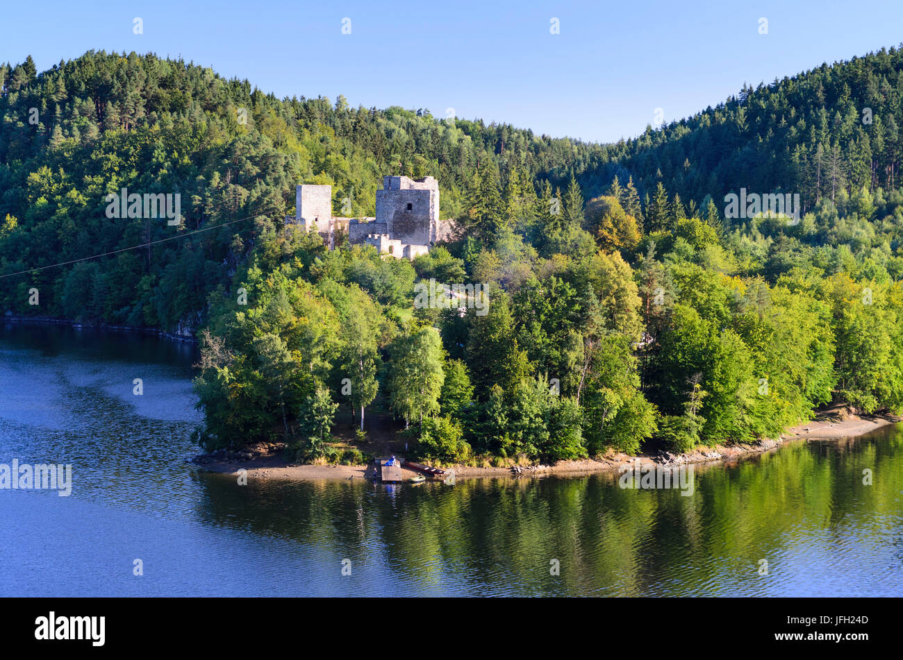 Burg Ruine Dobra Stausee Dobra Kamp, Österreich, Niederösterreich, Wald ...
