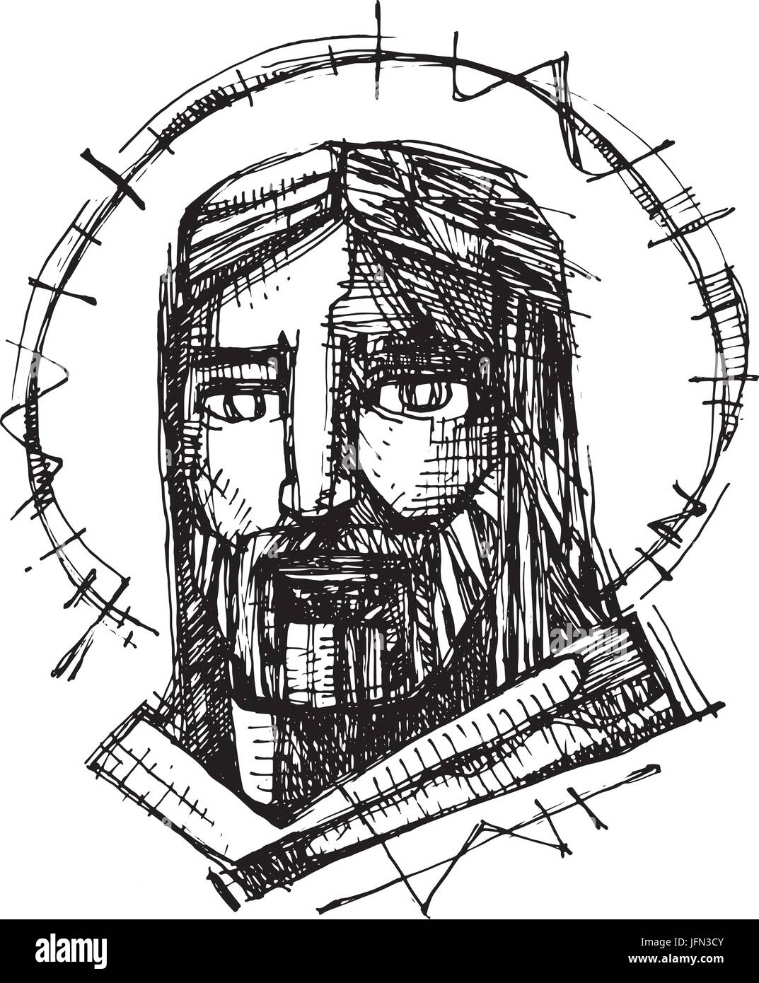 Vektor-Illustration von Hand gezeichnet oder eine Zeichnung Antlitz ...