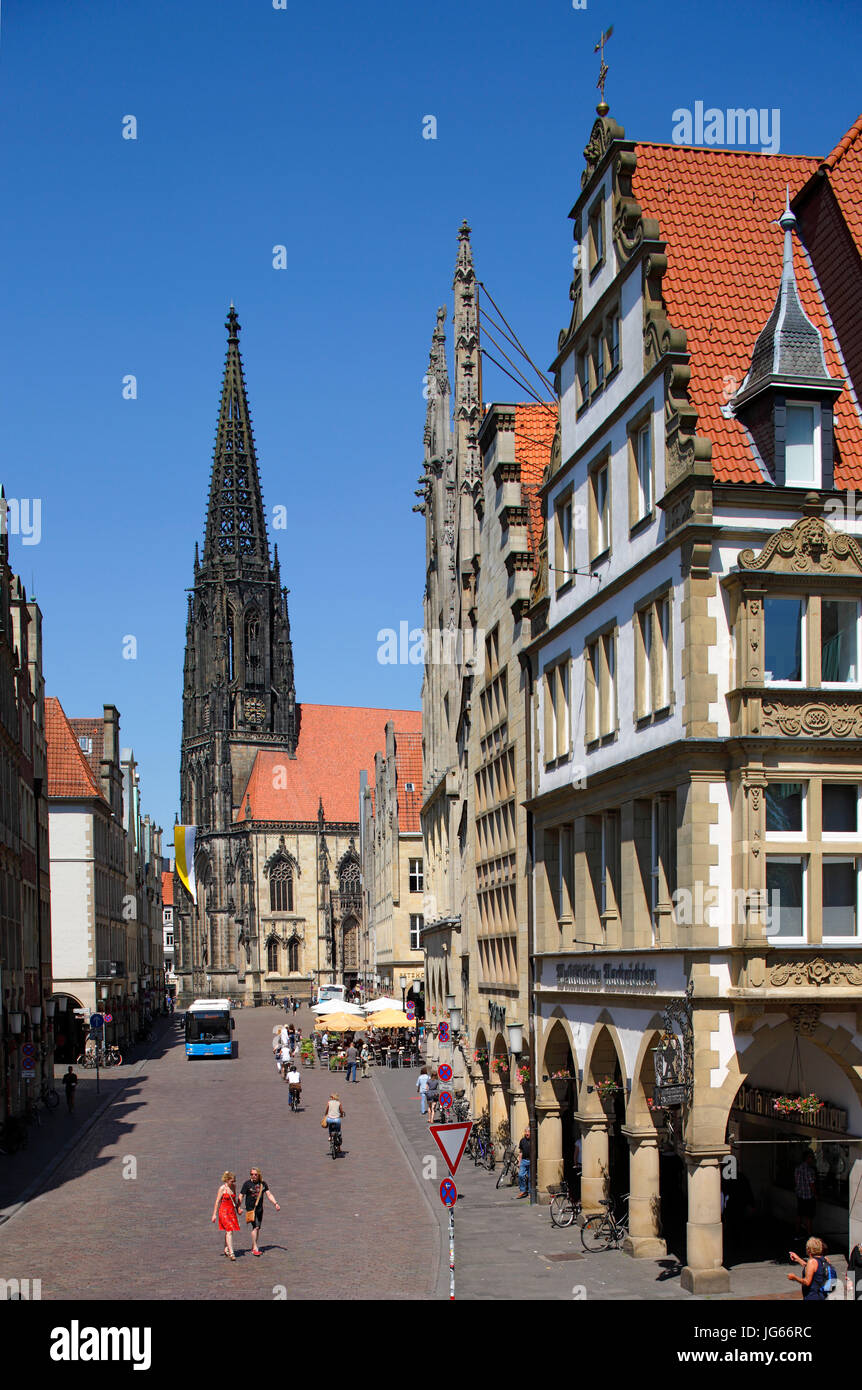 Prinzipalmarkt Und Kirche St. Lamberti in Münster, Westfalen, Nordrhein ...