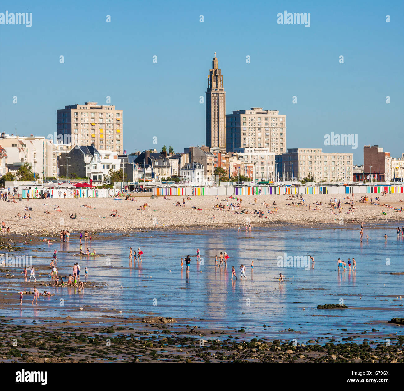 Strand, Ebbe, Le Havre, Normandie, Frankreich Stockfotografie - Alamy