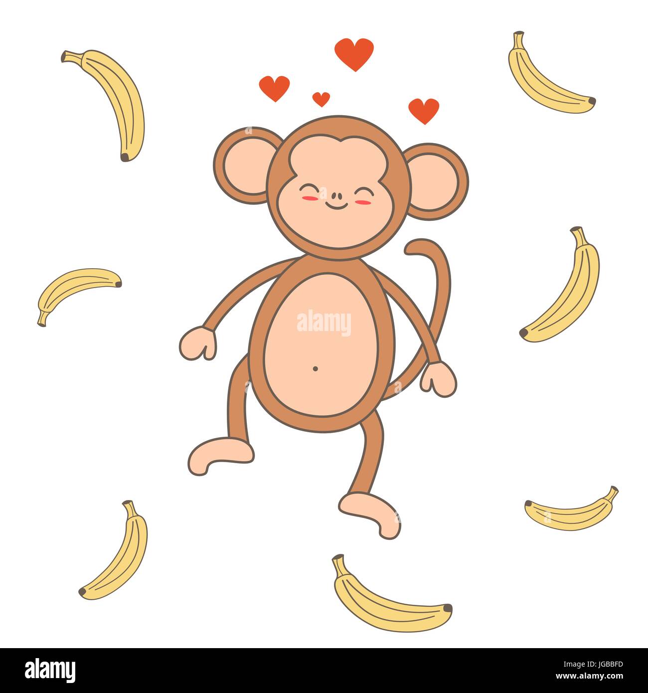 Cute cartoon Affe mit Banane Vector Illustration Stock-Vektorgrafik - Alamy