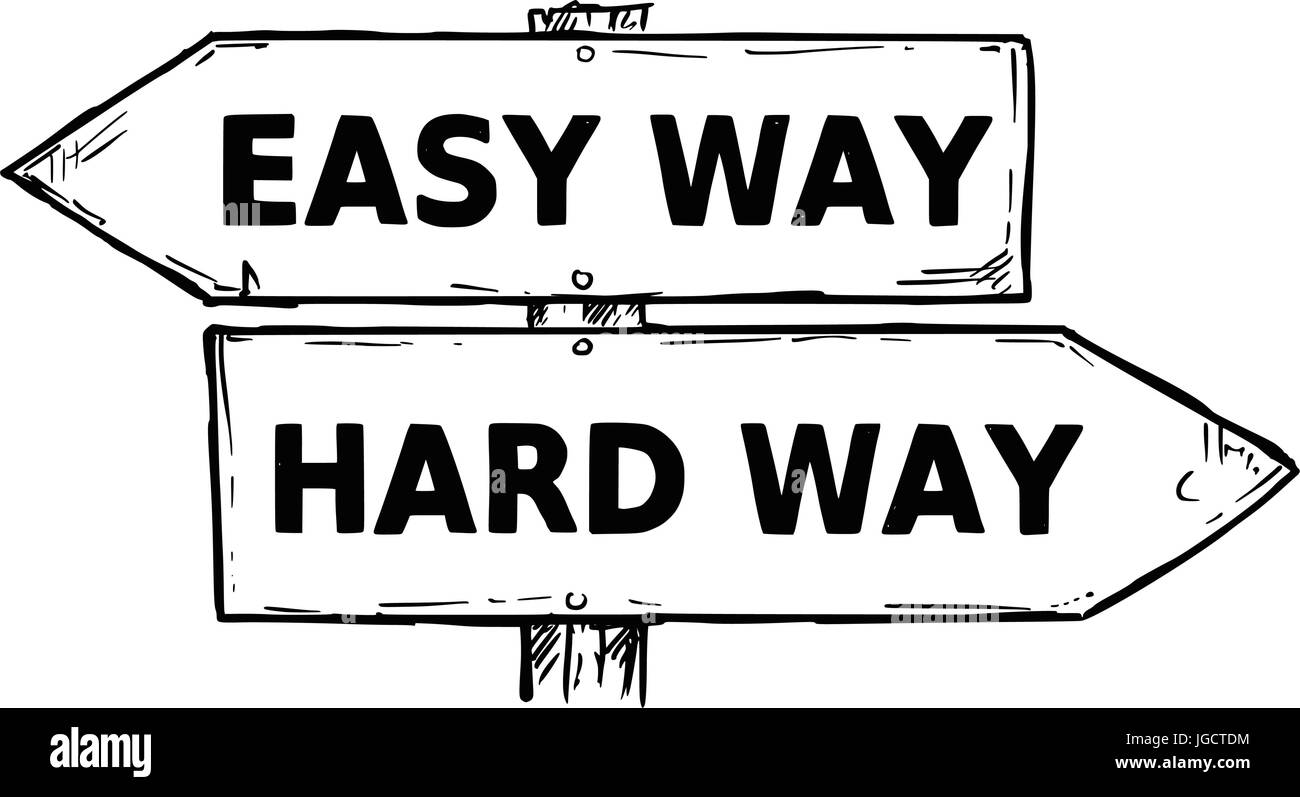 Vektor Cartoon Doodle Hand gezeichnete Kreuzung hölzerne Wegweiser mit ...