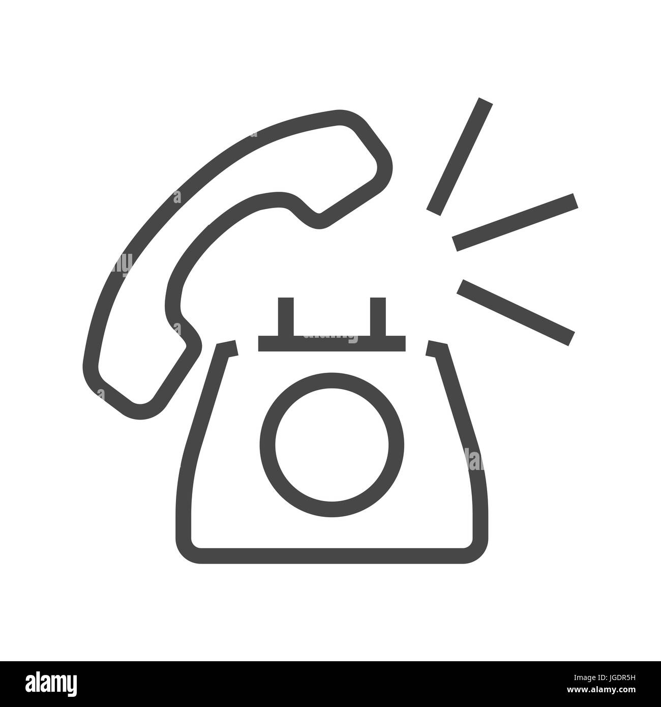 Dünne Linie Vektor Telefonsymbol. Flach-Symbol auf dem weißen ...