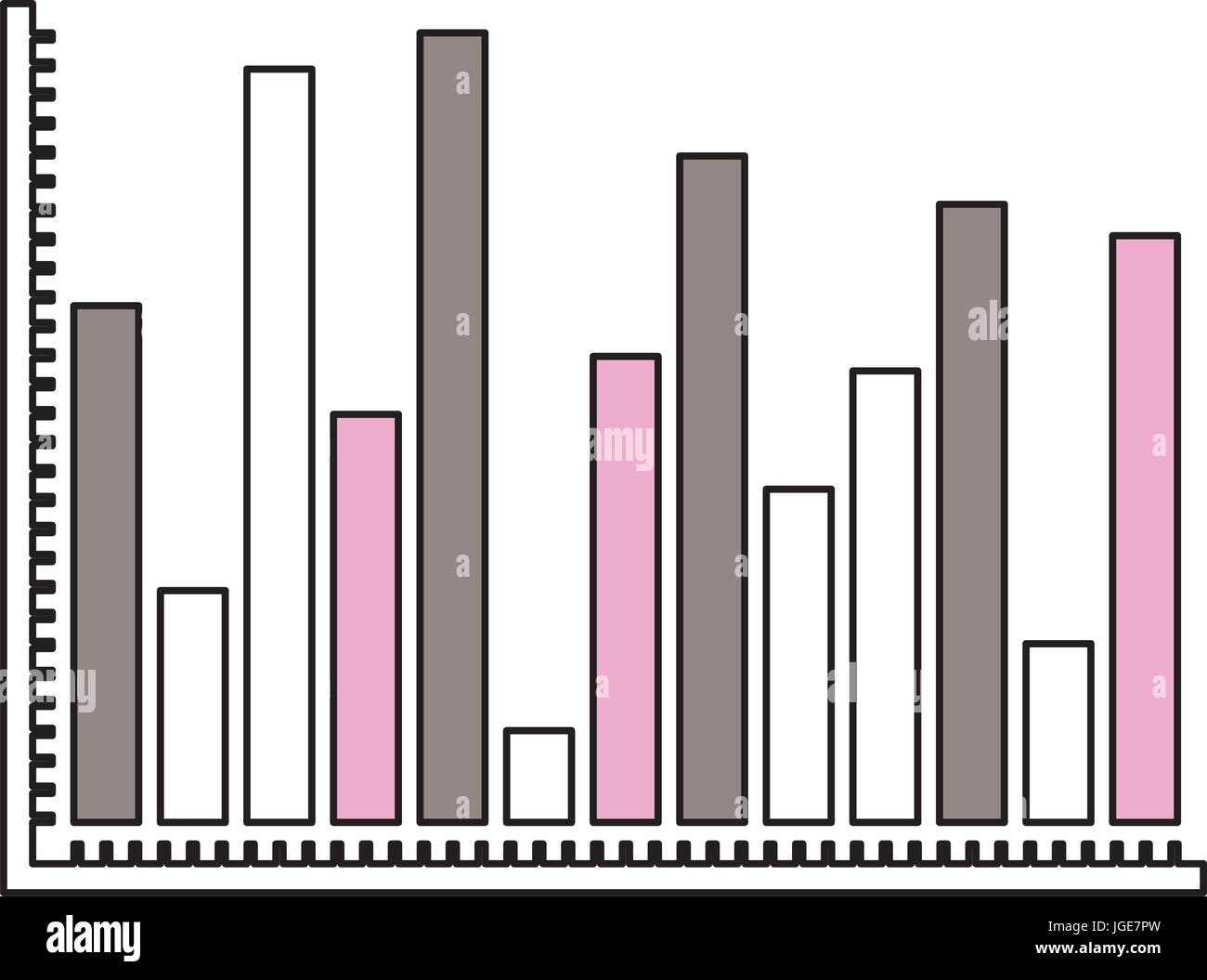 Silhouette Farbe Abschnitte der Farbbalken statistische Diagramme Stock ...