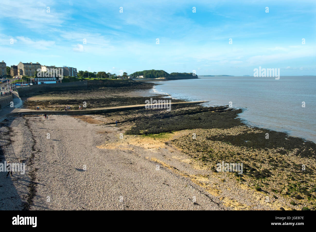 Spätsommer-Sonne am Strand von Clevedon auf den Bristolkanal, Somerset ...