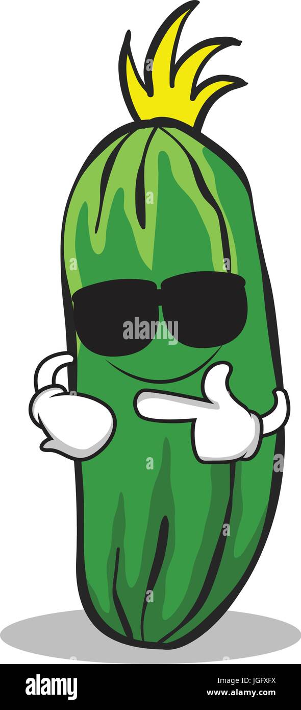 Super coole Gurke Charakter Cartoon-Sammlung Stock-Vektorgrafik - Alamy