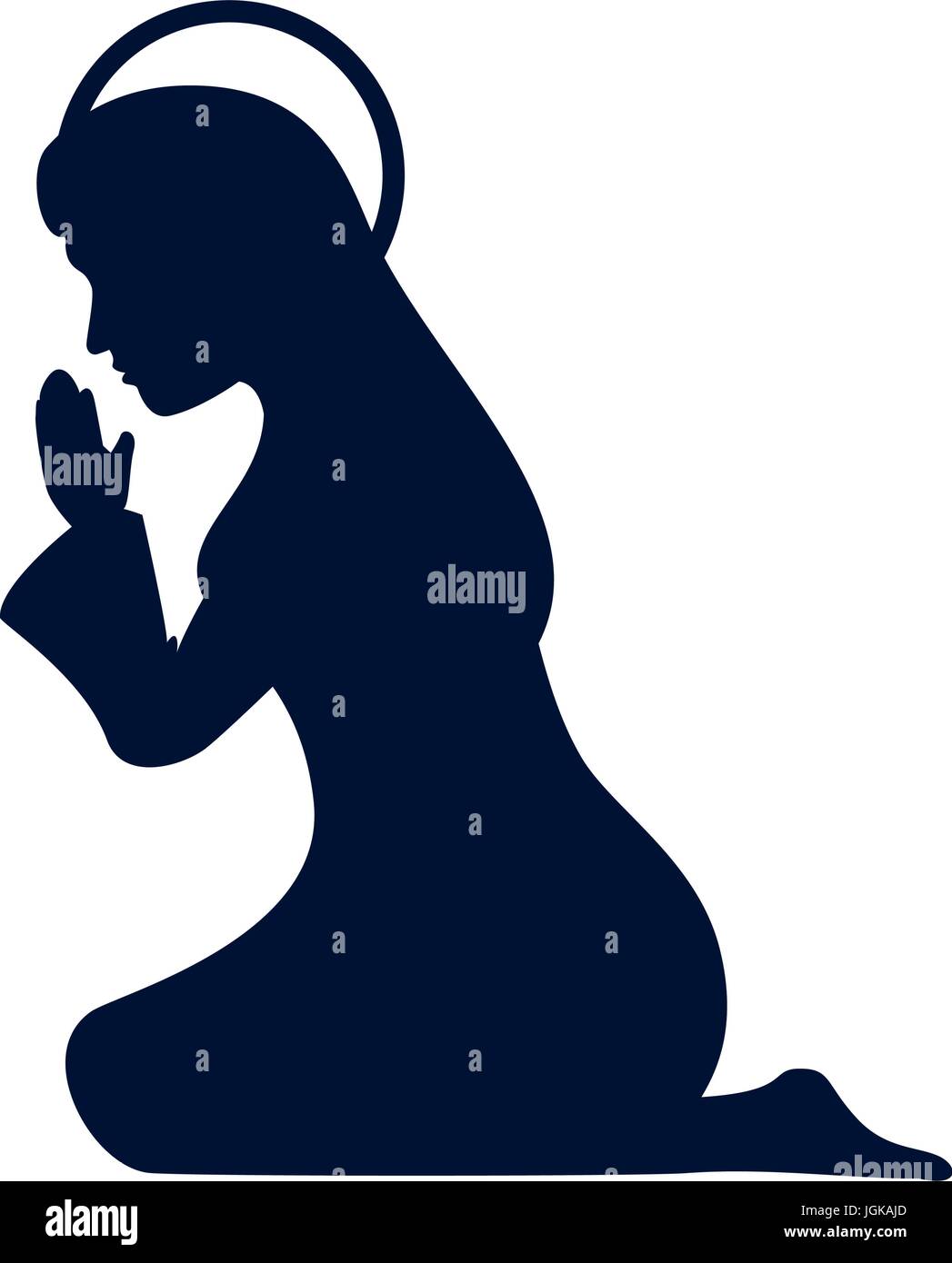 Silhouette der Jungfrau Maria Symbol auf weißem Hintergrund-bunte ...