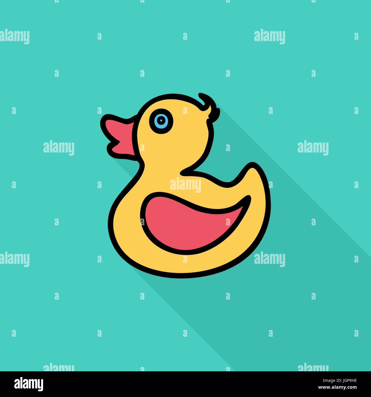 Ente-Symbol. Flache Vektor zugehörige Symbol mit langen Schatten für ...