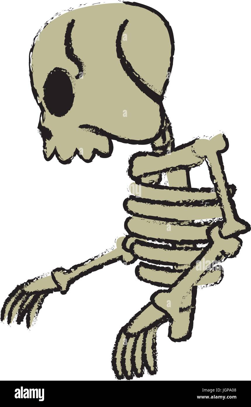 Comic-Skelett menschliche Spaziergang Charakter-Vektor-illustration ...