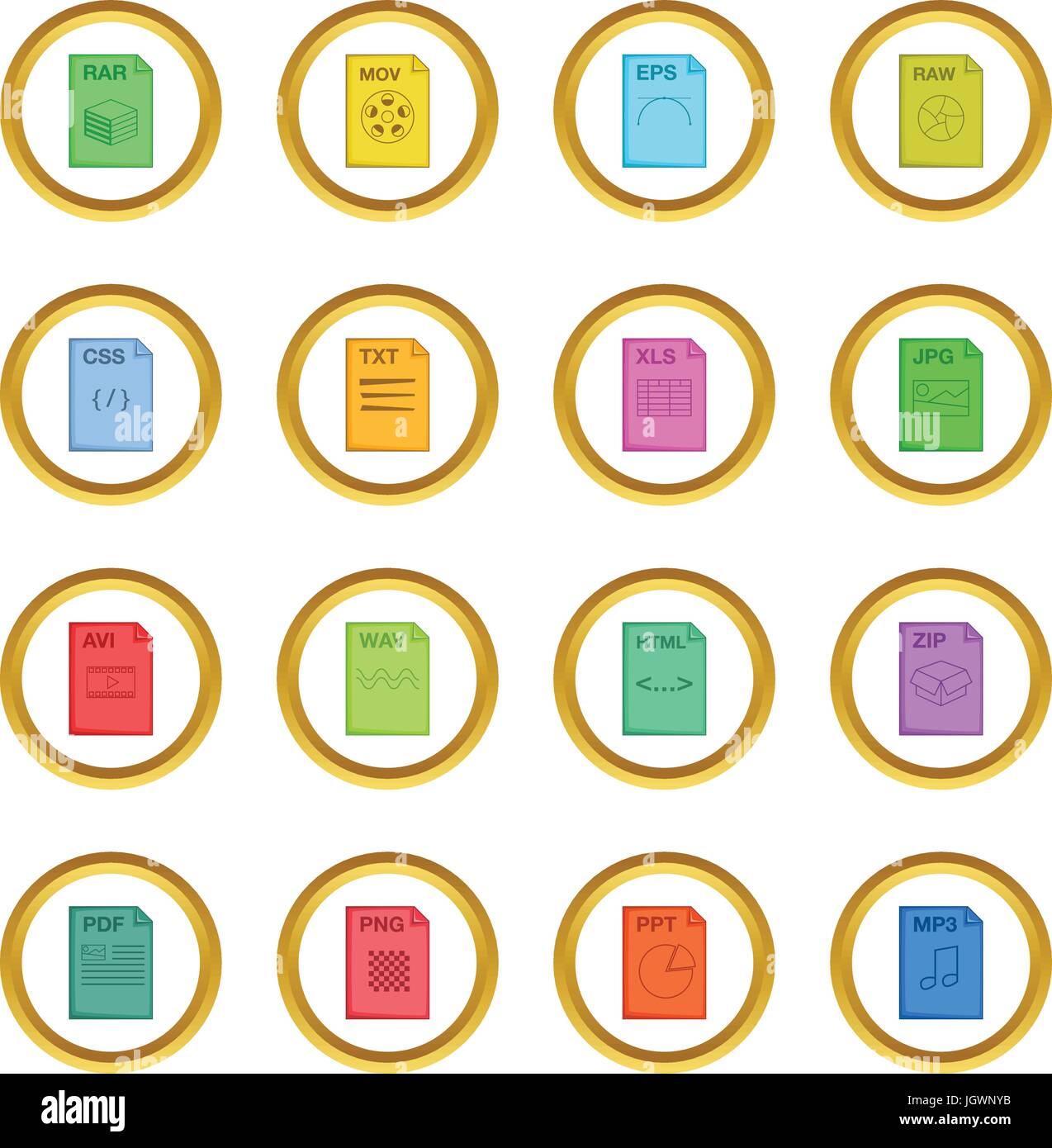 Datei format dokument symbole satz vektor präsentation Ausgeschnittene ...