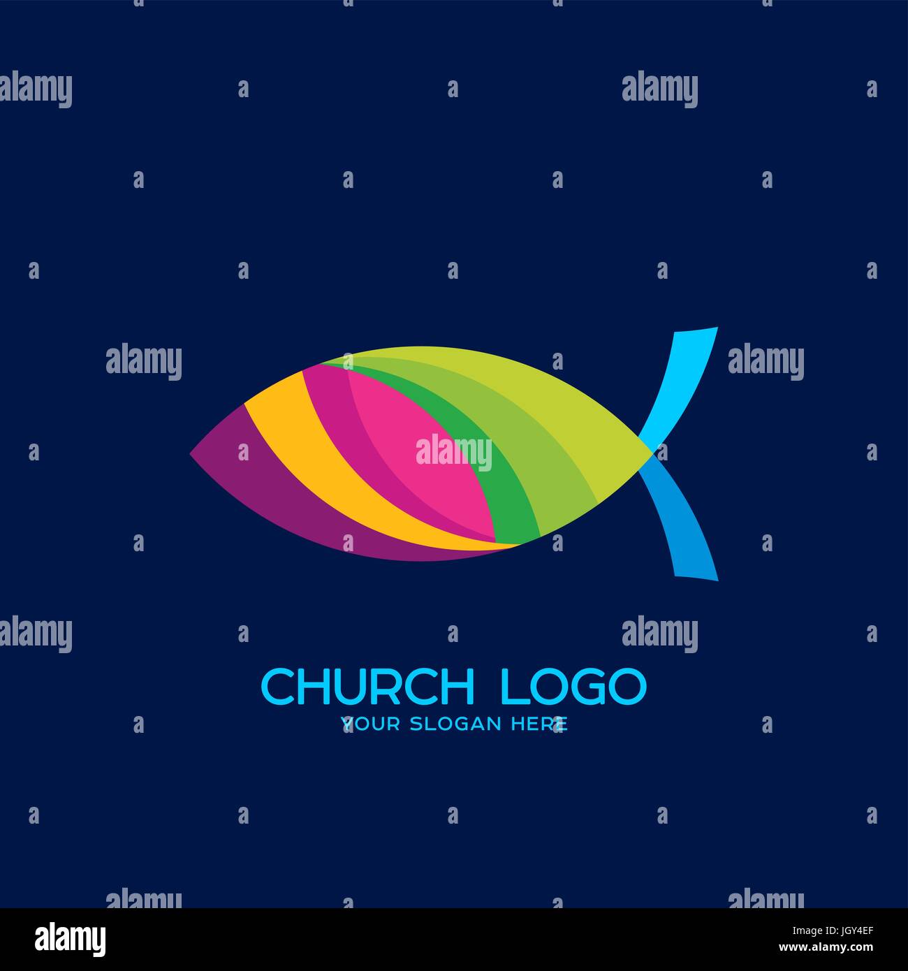 Logo der Kirche. Christliche Symbole. Fisch - Symbol für Jesus Christus ...