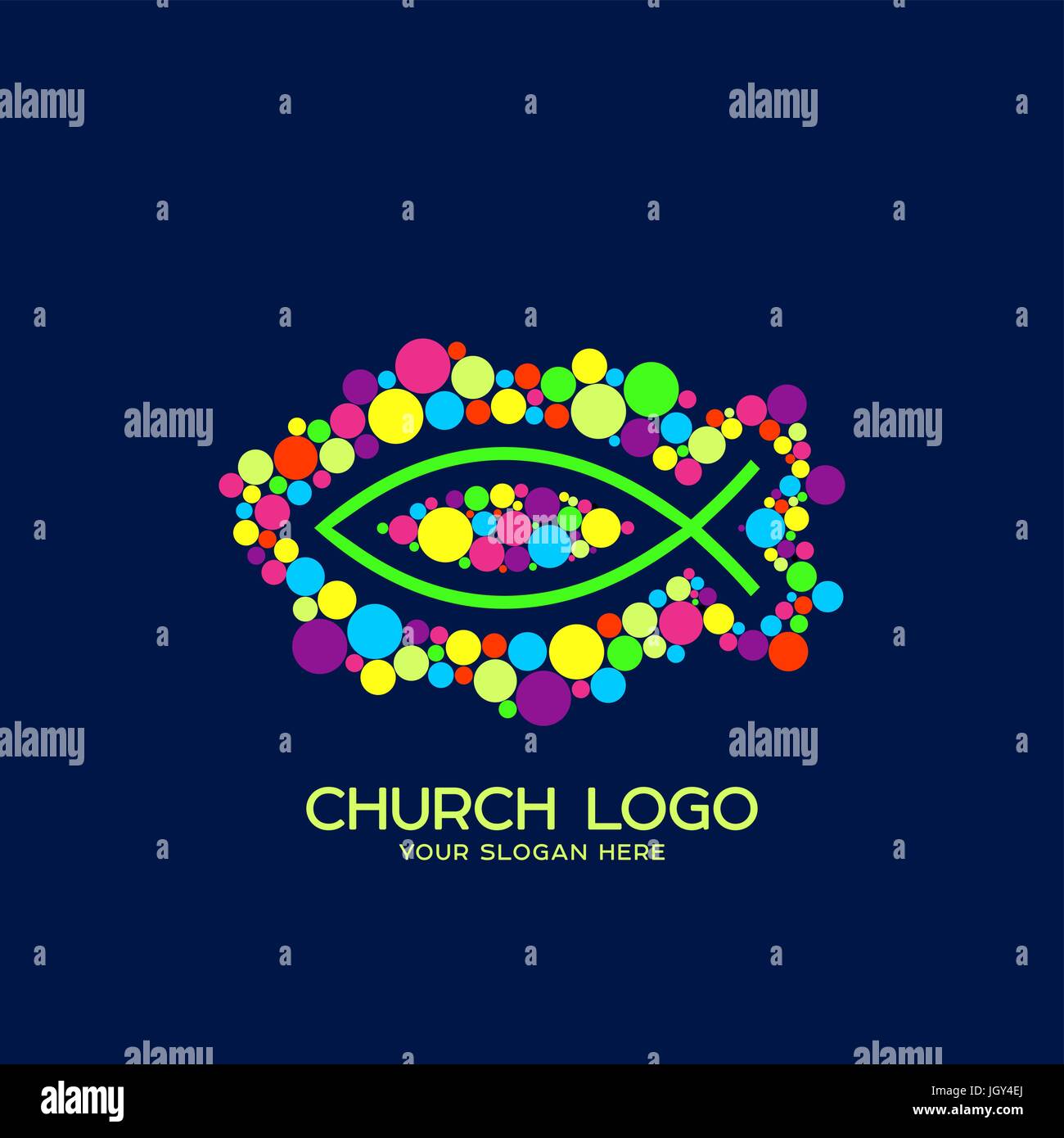 Logo der Kirche. Christliche Symbole. Fisch - Symbol für Jesus Christus ...