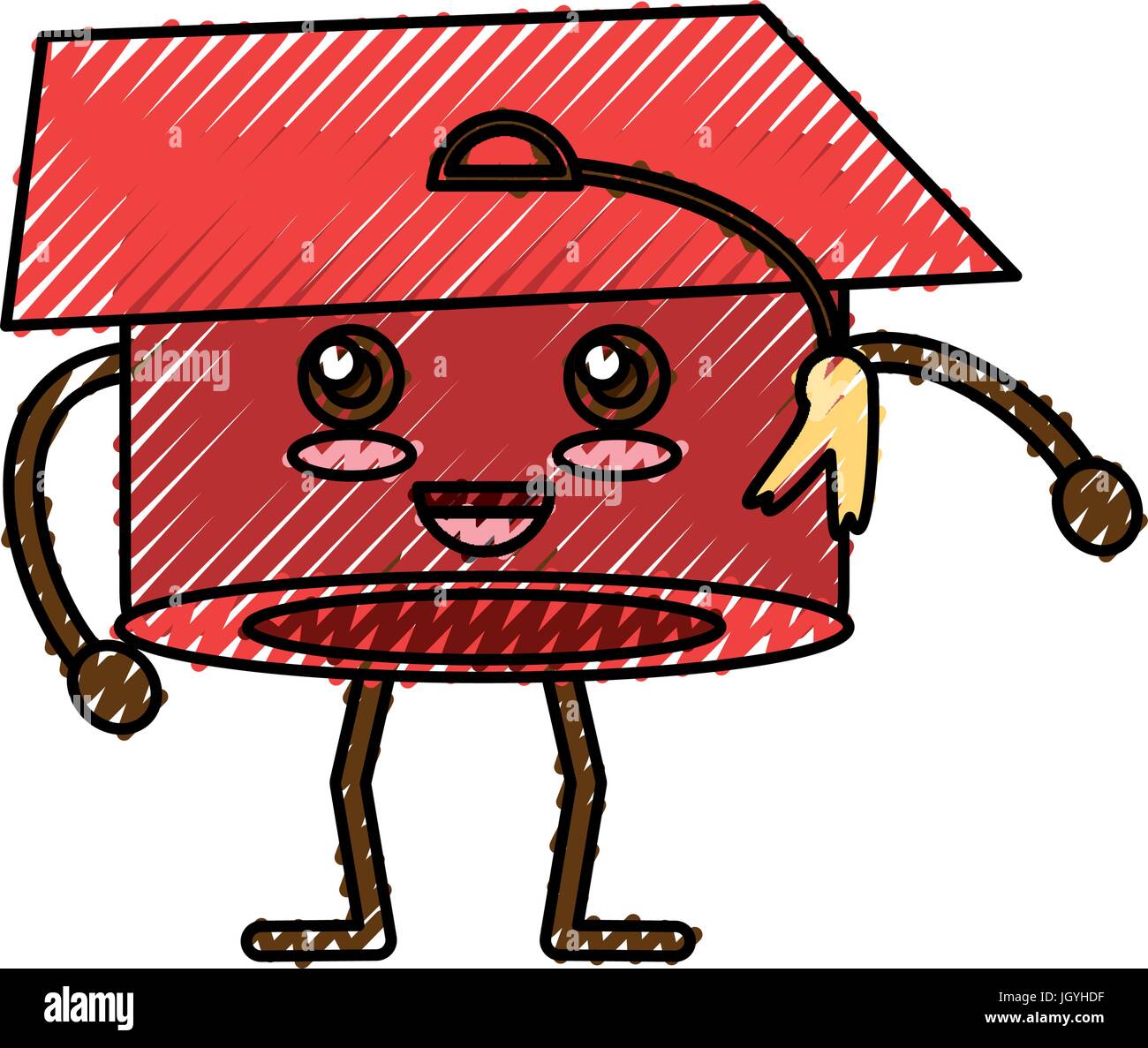 Graduierung Hut Kawaii Cartoon Symbol Vektor Illustration Grafik Design ...
