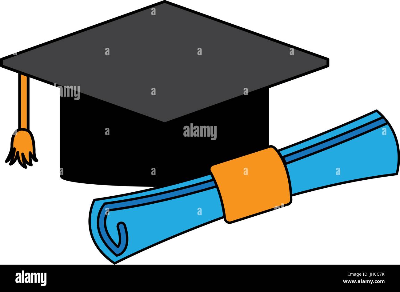 Graduation Hut und Diplom Erfolg Schule Symbol Stock-Vektorgrafik - Alamy