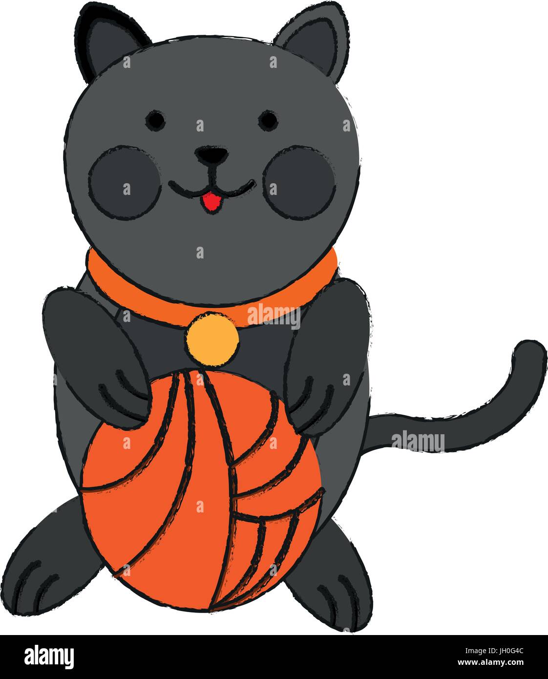 Katze spielt mit Ball aus Garn Cartoon Haustier Tier Symbolbild Stock ...