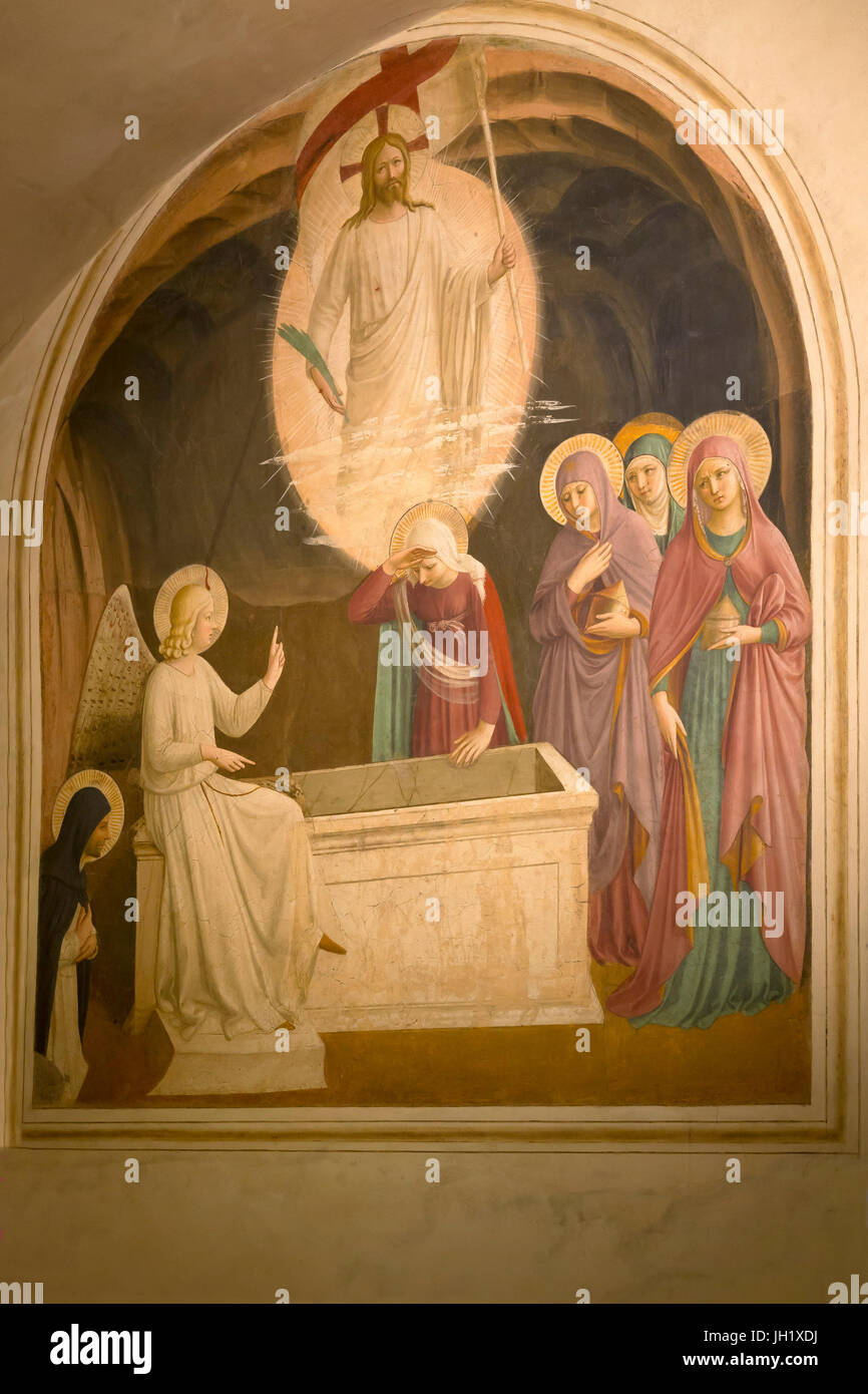 Auferstehung Christi und Frauen am Grab, Zell-8, durch Fra Beato Angelico, 1440-42, Kloster von ...