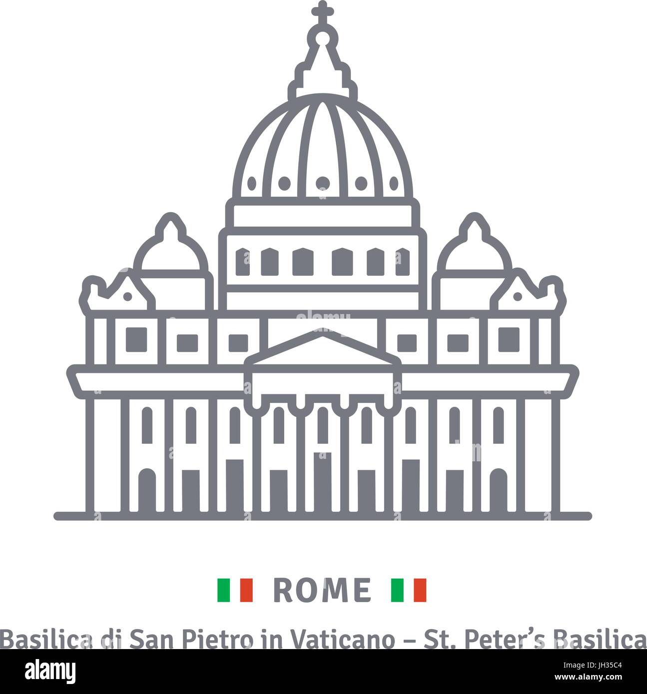 Rom-Linie-Symbol. Sankt-Peters-Basilika und italienische Flagge Vektor ...