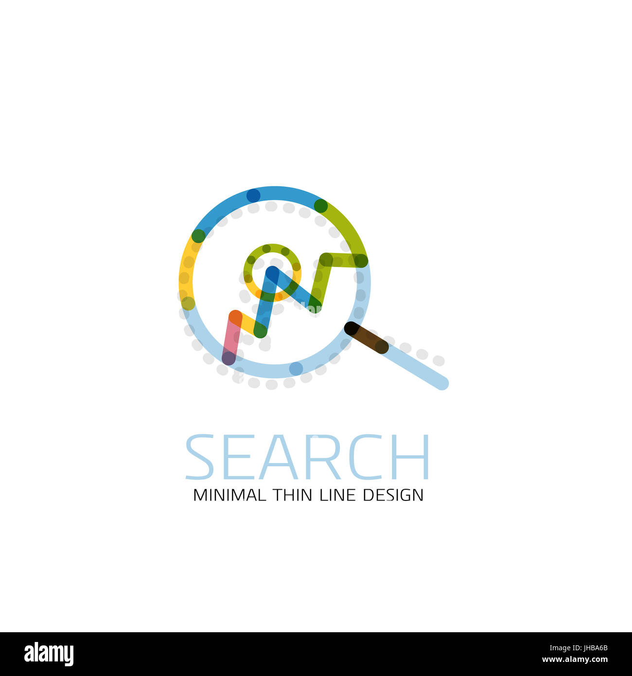 Vektor dünne Linie Design Logo Lupe, suchen und finden oder Zoom Logo ...