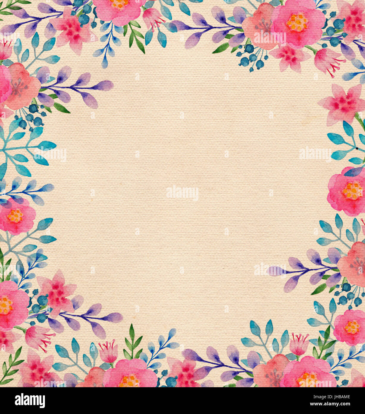 Hand gezeichnet Aquarell Blumenrahmen Stockfotografie - Alamy