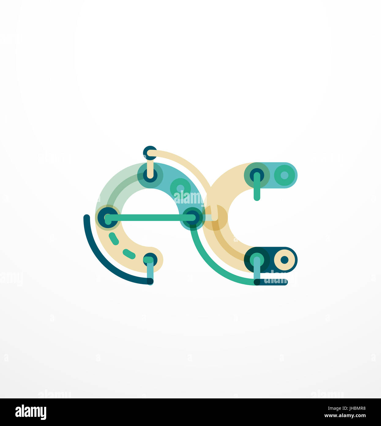 Cartoon lineare Buchstaben "Symbole". Moderne lustige Logokonzept ...