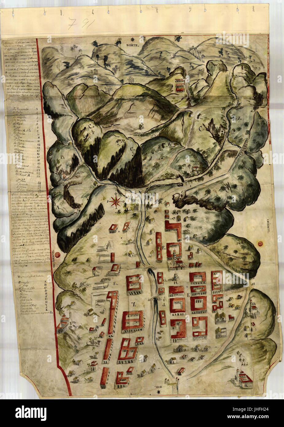 Mapa de Los Cerros del Real de Minas de Pachuca, 1750 Stockfotografie ...