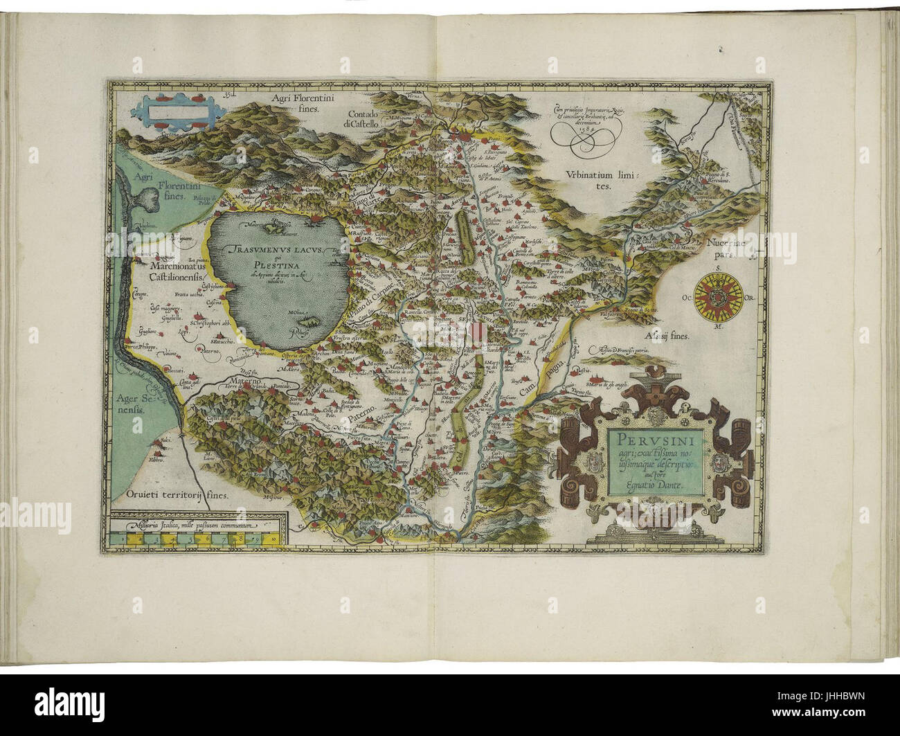 Karte von den Freiheiten von Perugia von Abraham Ortelius ...