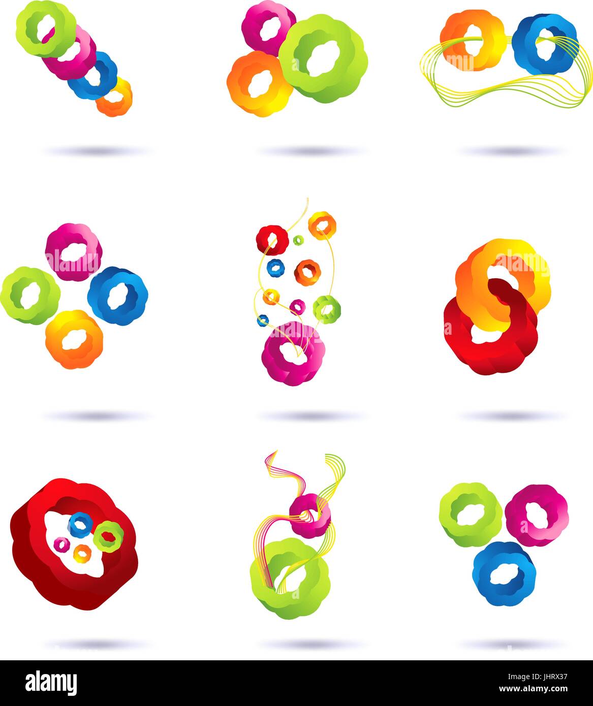 Satz von Symbol und Formen. Trendige Icons und Logos. Geschäft Zeichen ...