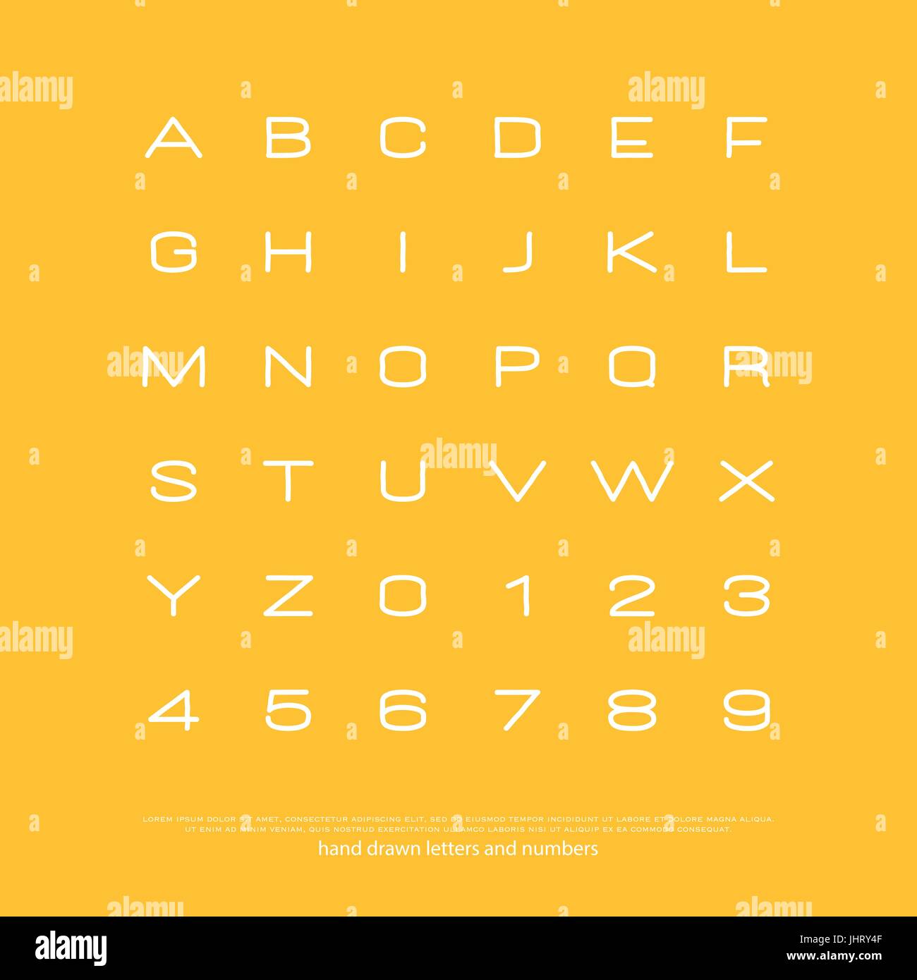 Reihe von stilvollen Alphabet Buchstaben und zahlen. Vektor, lineare ...