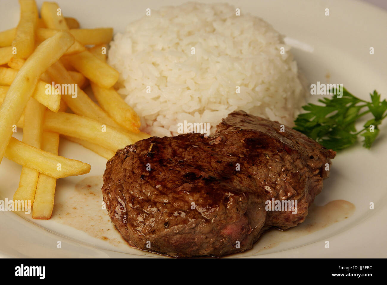 Schale, Fleisch, Pommes frites, Reis, Rindfleisch, Brasilien ...