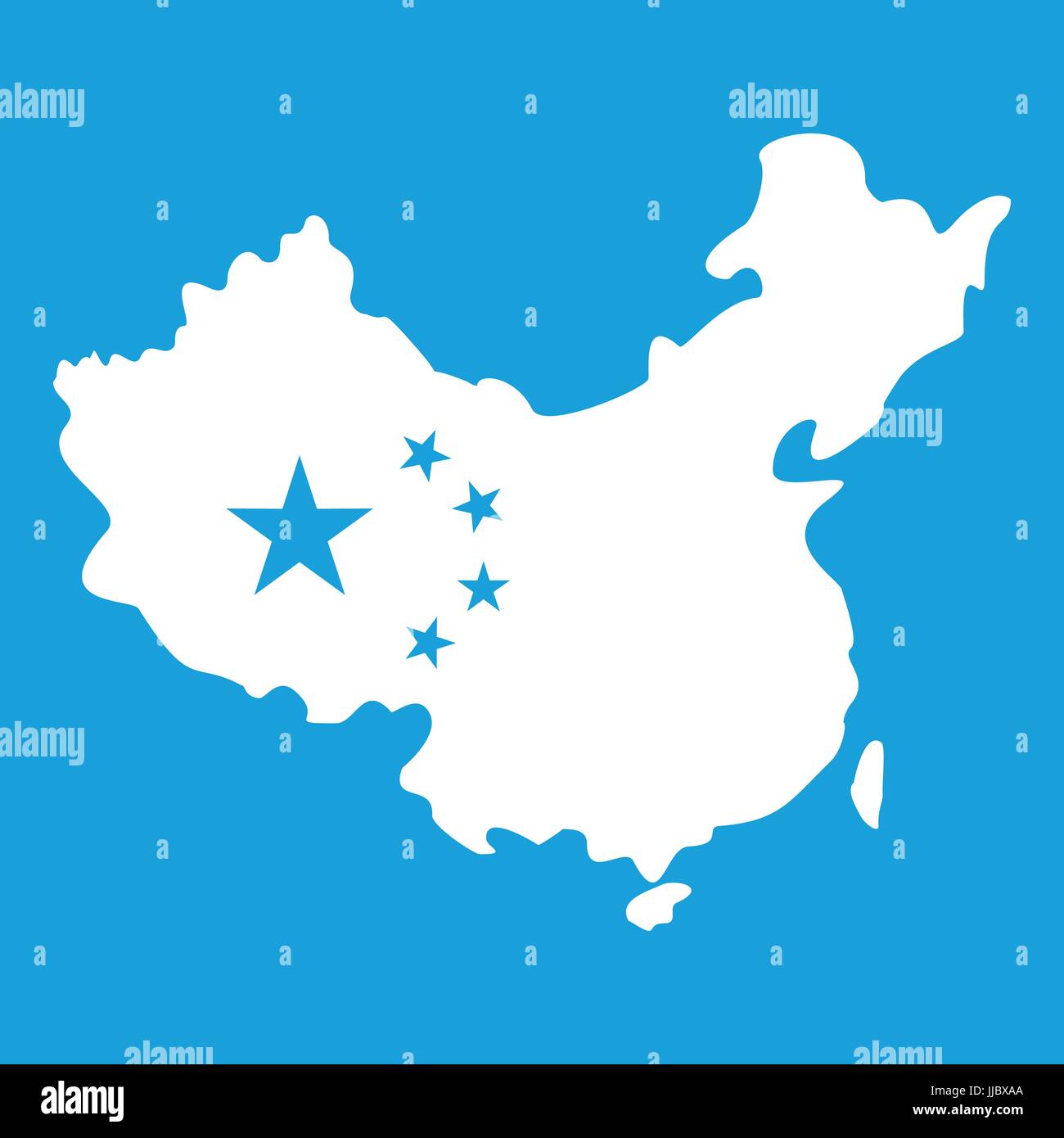 Karte von China Symbol weiß Stock-Vektorgrafik - Alamy
