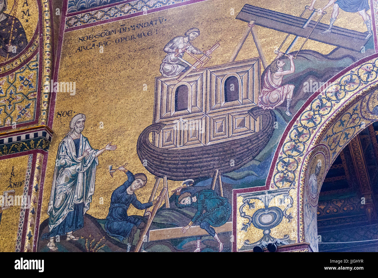 Mosaik-Darstellung der Arche Noah in Monreale Kathedrale Duomo ...