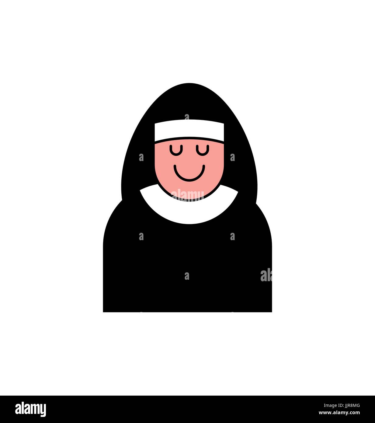 Nonne Symbol Kontur Stil. Katholische religiöse Frau linearen Stil ...