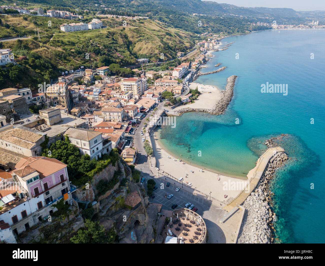 Luftaufnahme des Pizzo Calabro, Tourismus Pier, Kalabrien, Italien ...
