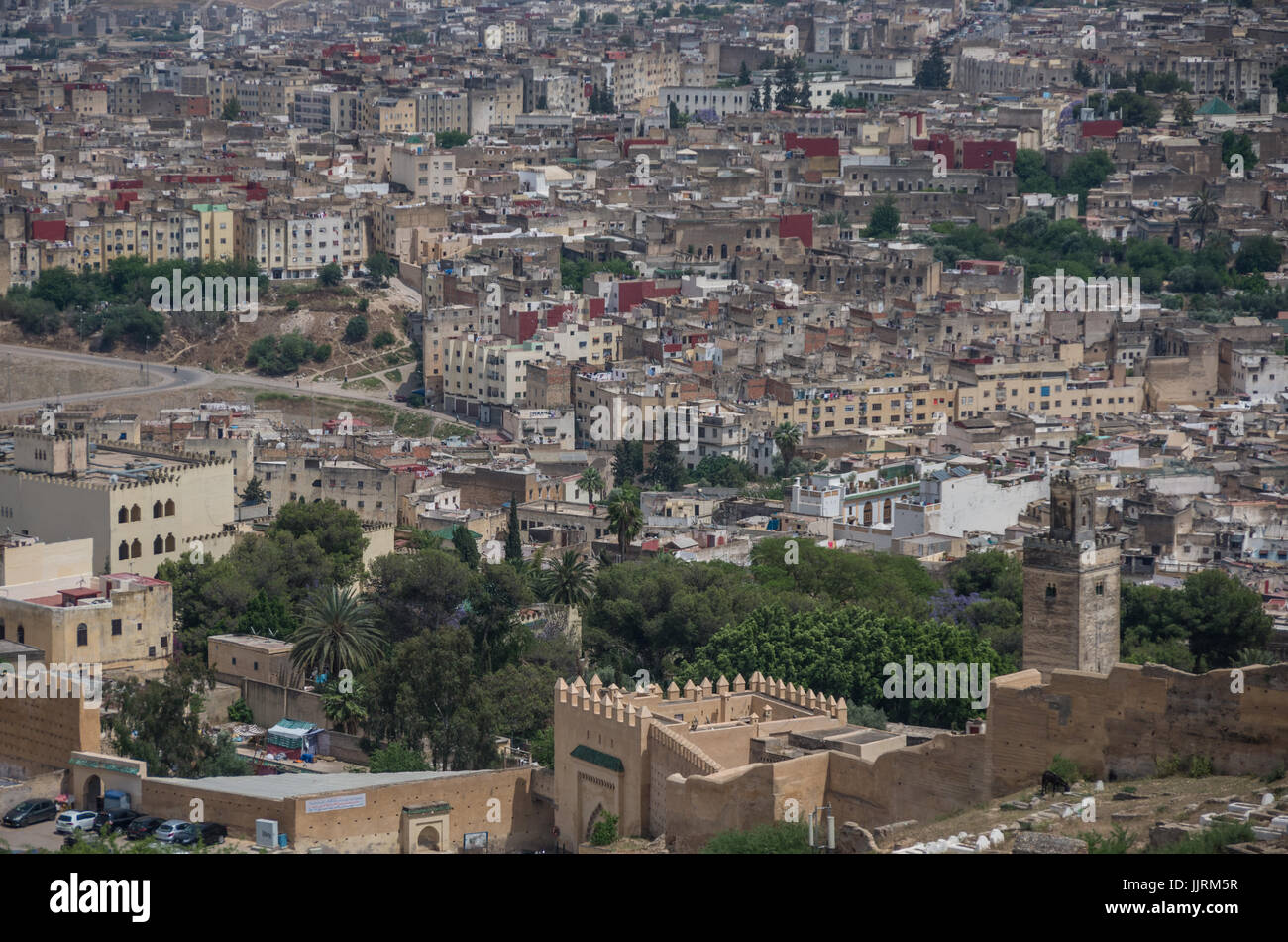 Panorama der Fes (Fez) Medina Altstadt - eine der alten Königsstädte in ...