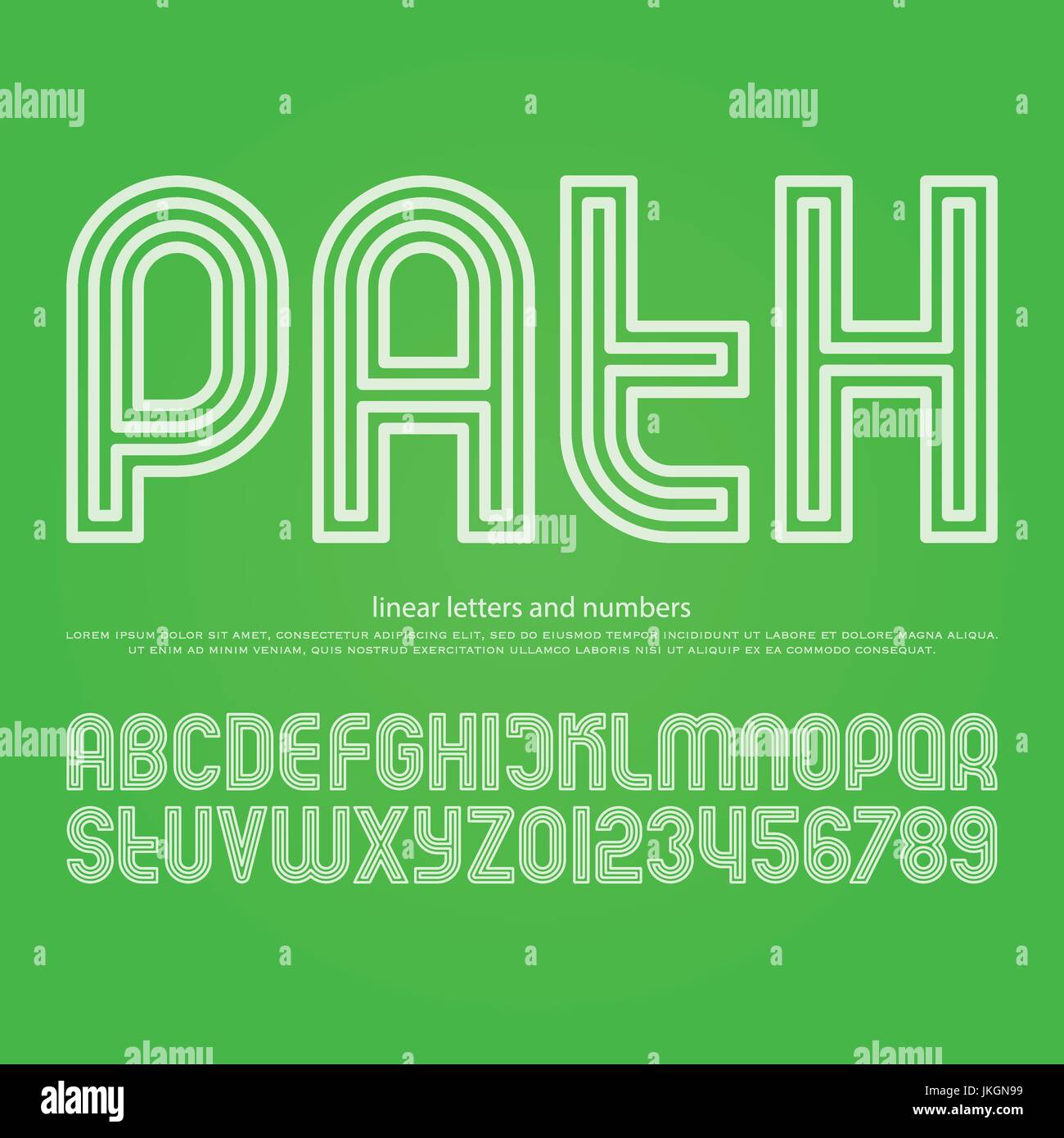 stilvolle Schaltung Alphabet Buchstaben und zahlen. Vektor, lineare ...