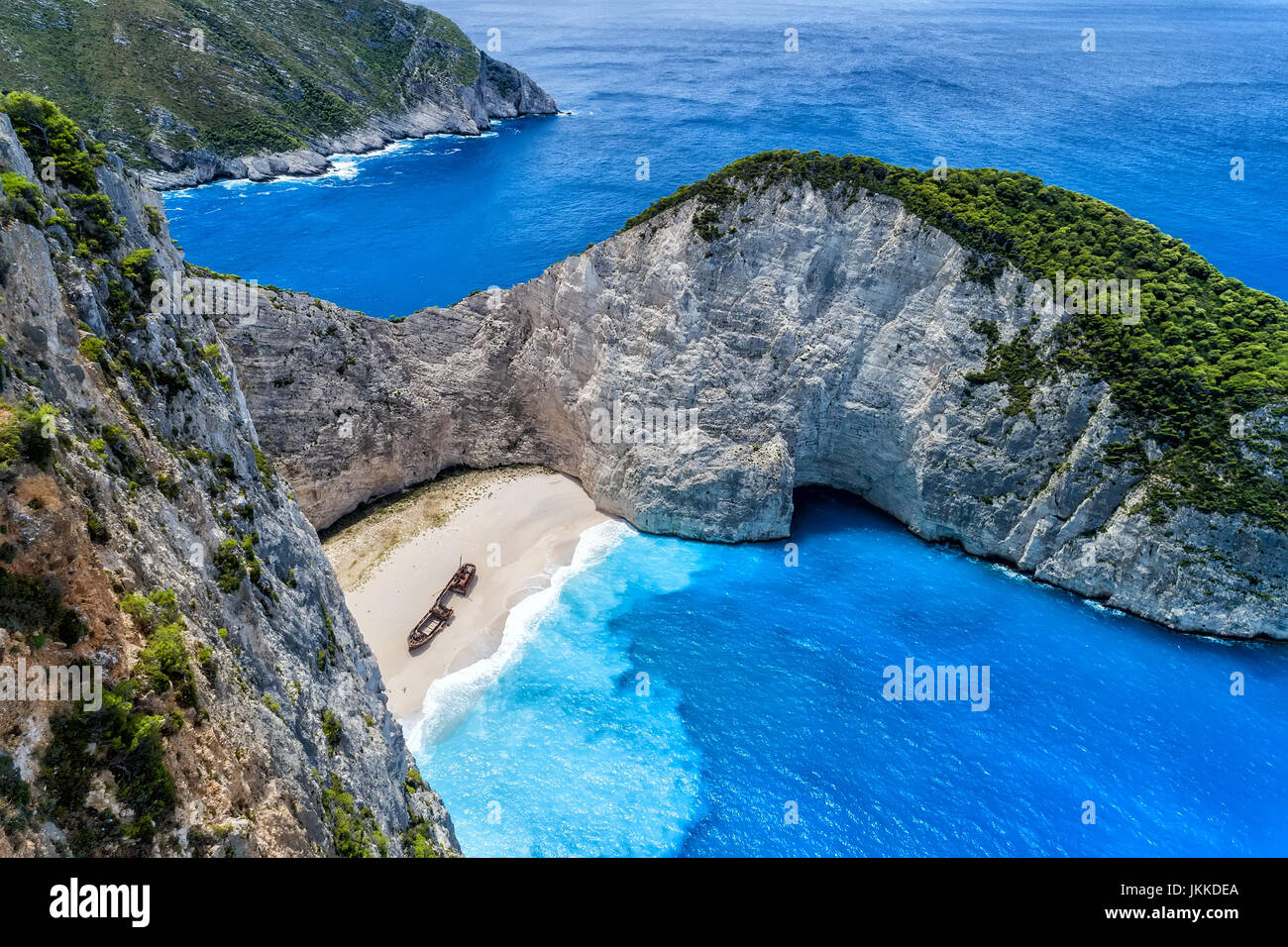 Luftaufnahme des (Shipwreck) Navagio Strand in Zakynthos Island ...