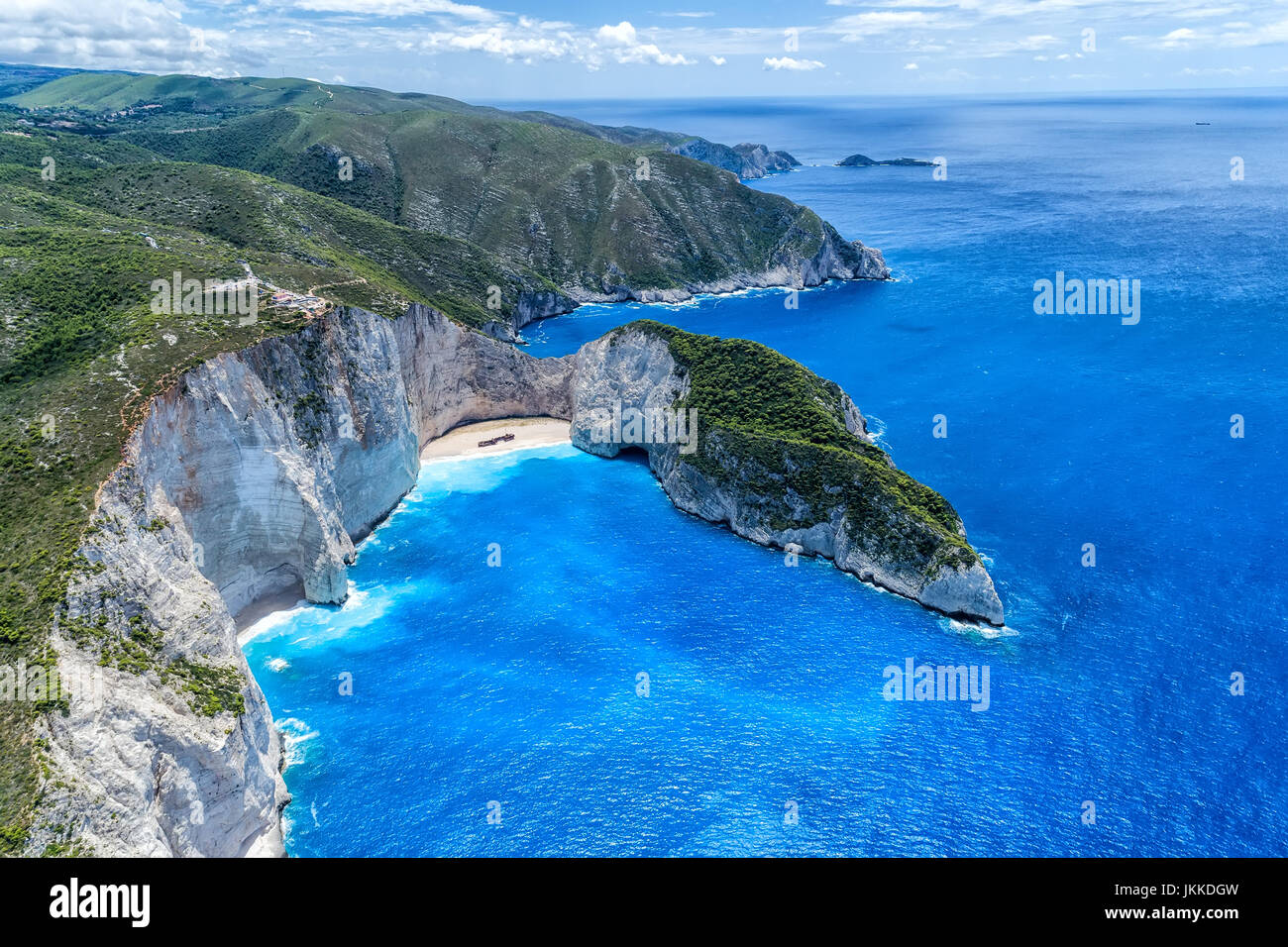 Luftaufnahme des (Shipwreck) Navagio Strand in Zakynthos Island ...