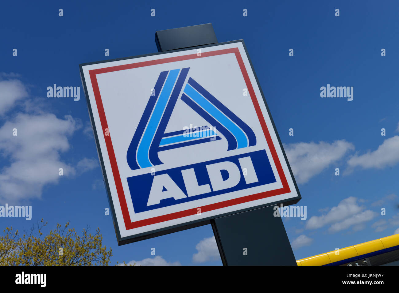 Schild, Schild, Aldi, Berlin, Deutschland, Deutschland Stockfotografie ...